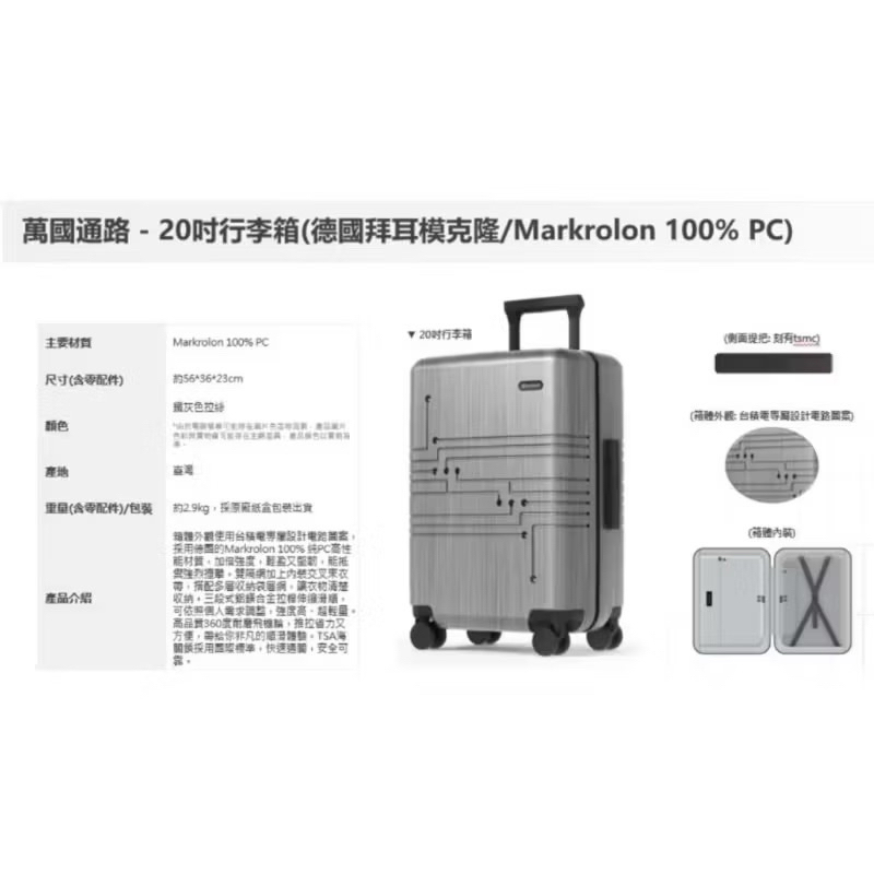 台積電X萬國通路 tsmc TSMC 20寸聯名行李箱 | 蝦皮購物