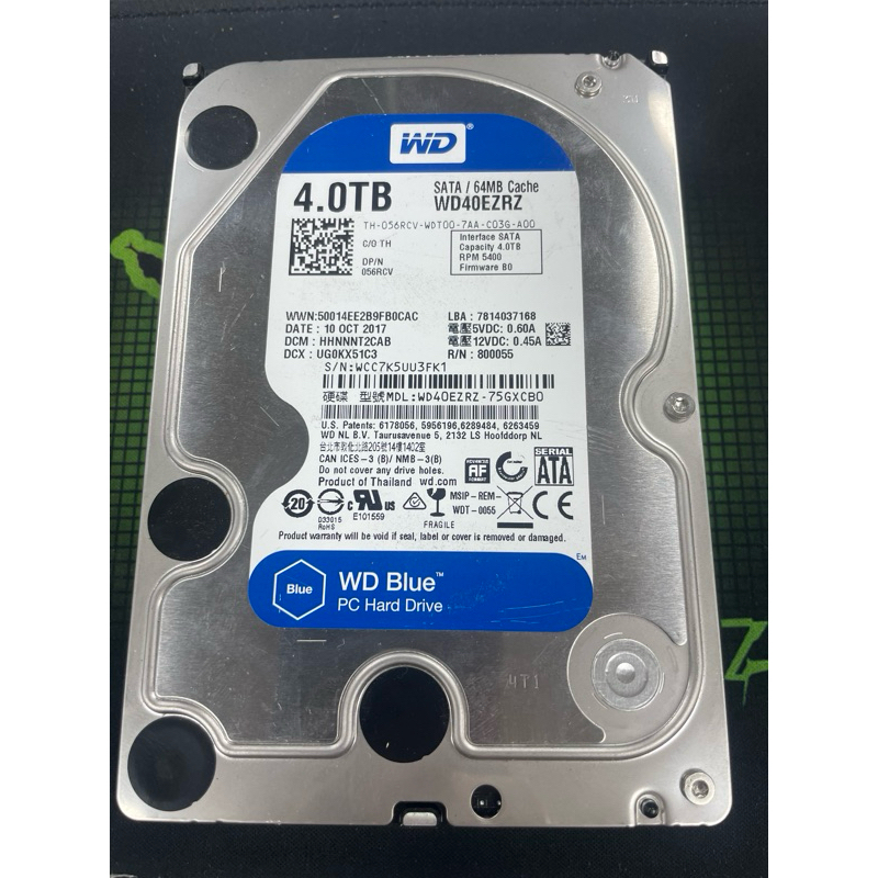 WD威騰 3.5吋硬碟 SATA3 4TB 藍標 7200轉 WD40EZRZ | 蝦皮購物