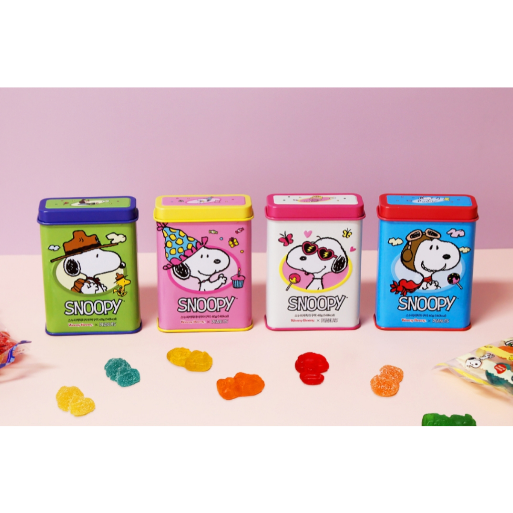 【預購】肥章魚㊣正韓代購☆韓國 피너츠 사각틴 Weeny Beeny X PEANUTS SNOOPY 鐵盒軟糖 | 蝦皮購物