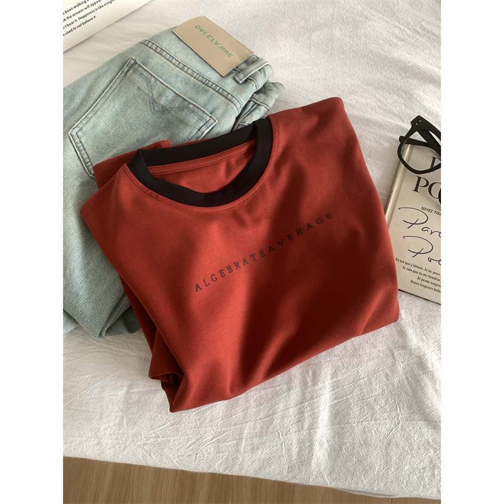 Jomi日韓 復古設計感顯白番茄紅圓領撞色字母涼感液氨棉T恤* 現貨【MA03-LN3955】 | 蝦皮購物