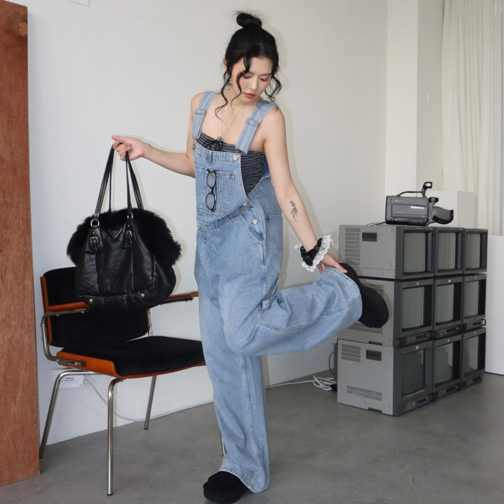 [oiiv]D21 尼克牛仔吊帶長褲(2colors) | 蝦皮購物