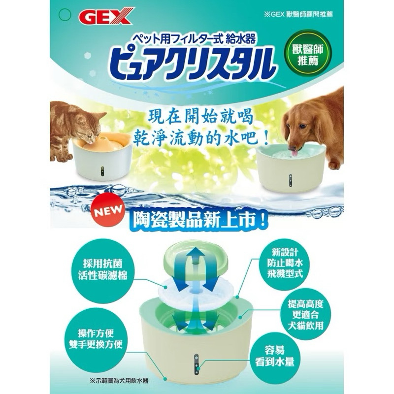 GEX 日本視窗型飲水器 1.5L 犬用 飲水器 淨水器 水盆（附贈活性碳濾心棉*2） | 蝦皮購物
