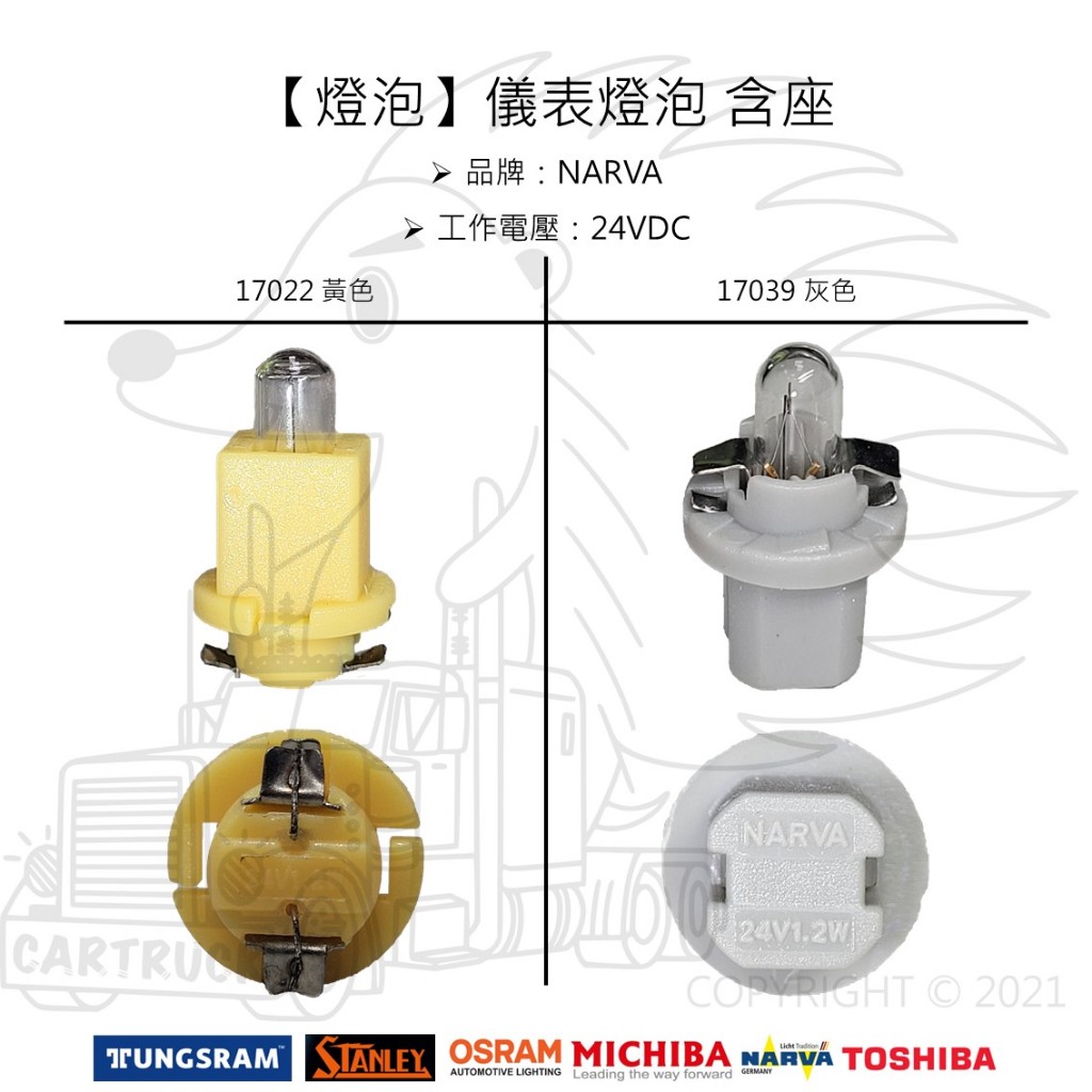 【燈泡】【儀表燈泡】【24V 1.2W 含座】【17022 17039】NARVA 鹵素燈泡 指示燈泡 燈泡 | 蝦皮購物