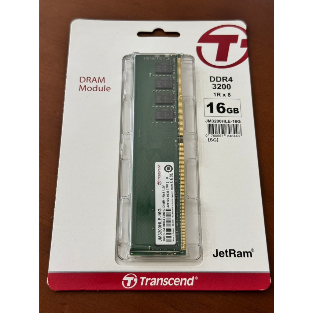 全新未拆公司貨Transcend 創見 16GB JetRam DDR4 3200 桌上型記憶體 (JM3200HLE- | 蝦皮購物