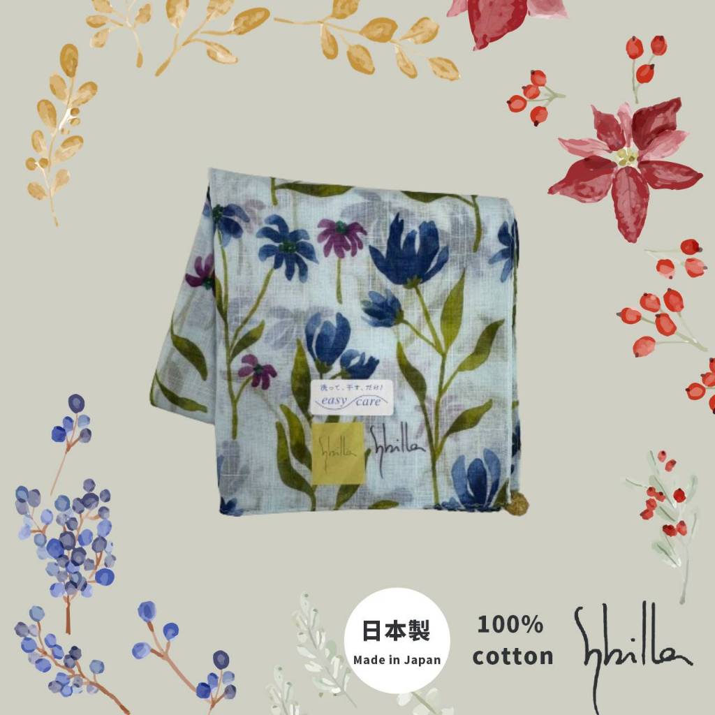 【e2life】☆大判 58*58 cm ☆ 日本製 Sybilla 100% 純棉 女 手帕 領巾 # 0003 | 蝦皮購物