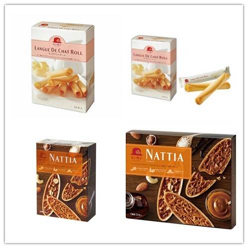 日本 紅帽子系列 LANGUE 蛋捲 NATTIA 船型餅 香草杏仁&楓糖椰子&焦糖堅果風味 高帽子 | 蝦皮購物