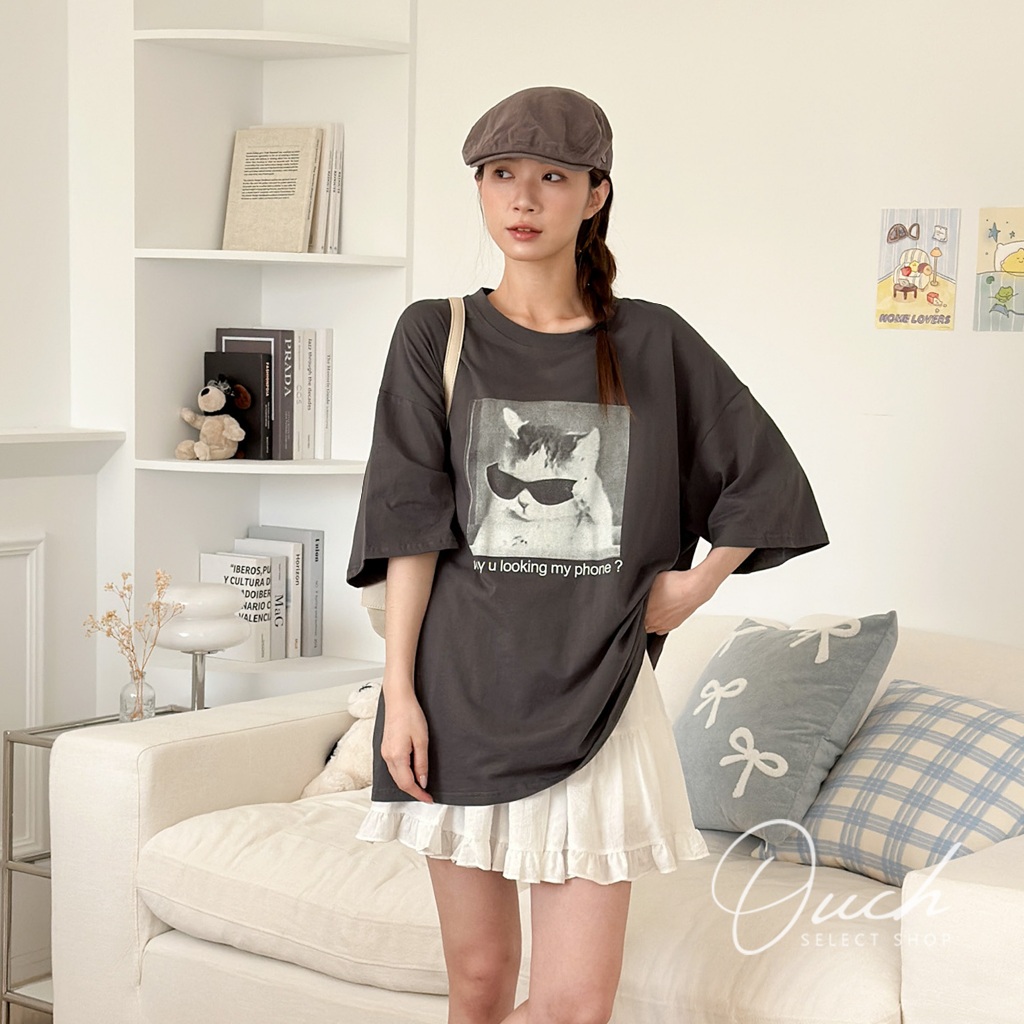 【Ouch】耍帥的貓狗日常（2 colors) 實拍 現貨 墨鏡小動物上衣s 短袖t恤 短t t shirt B060 | 蝦皮購物