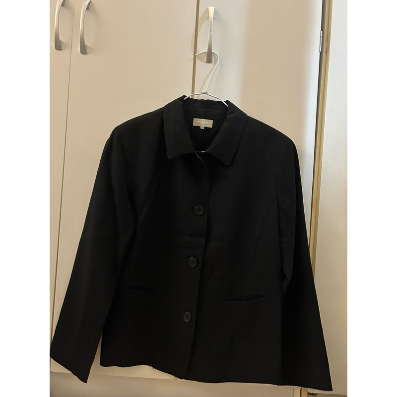 二手 日牌 日本製 日本購回 MON GRE 38號 38碼 襯衫式外套 墊肩 長袖 黑色 上班族 OL 女 西裝 | 蝦皮購物