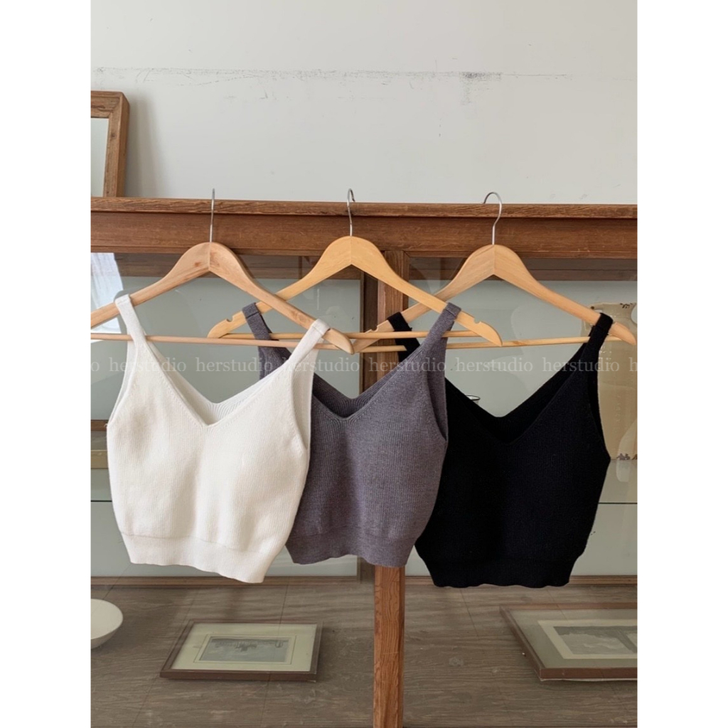 HERStudio韓國代購 V領針織bra top(3col) | 蝦皮購物