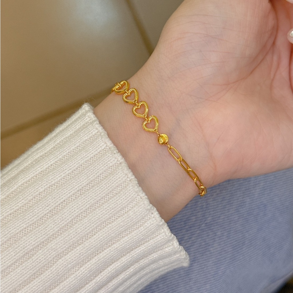 傑壹珠寶 9999黃金手鍊 愛心手鍊 AB鍊【建議手圍15-17CM】5G工藝 | 蝦皮購物