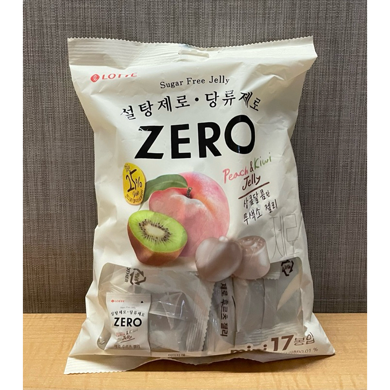 (現貨 韓國代購) 樂天 Lotte Zero 零糖低卡水果軟糖 (桃子&奇異果) 238g 17小包 | 蝦皮購物