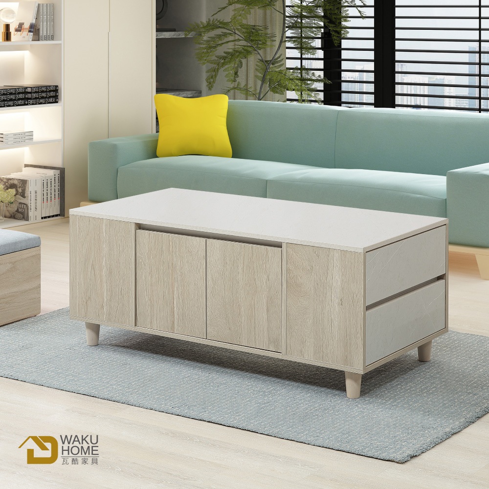 【WAKUHOME 瓦酷家具】Lotso自然日系淺橡木4尺拚色茶几A014-F773 | 蝦皮購物