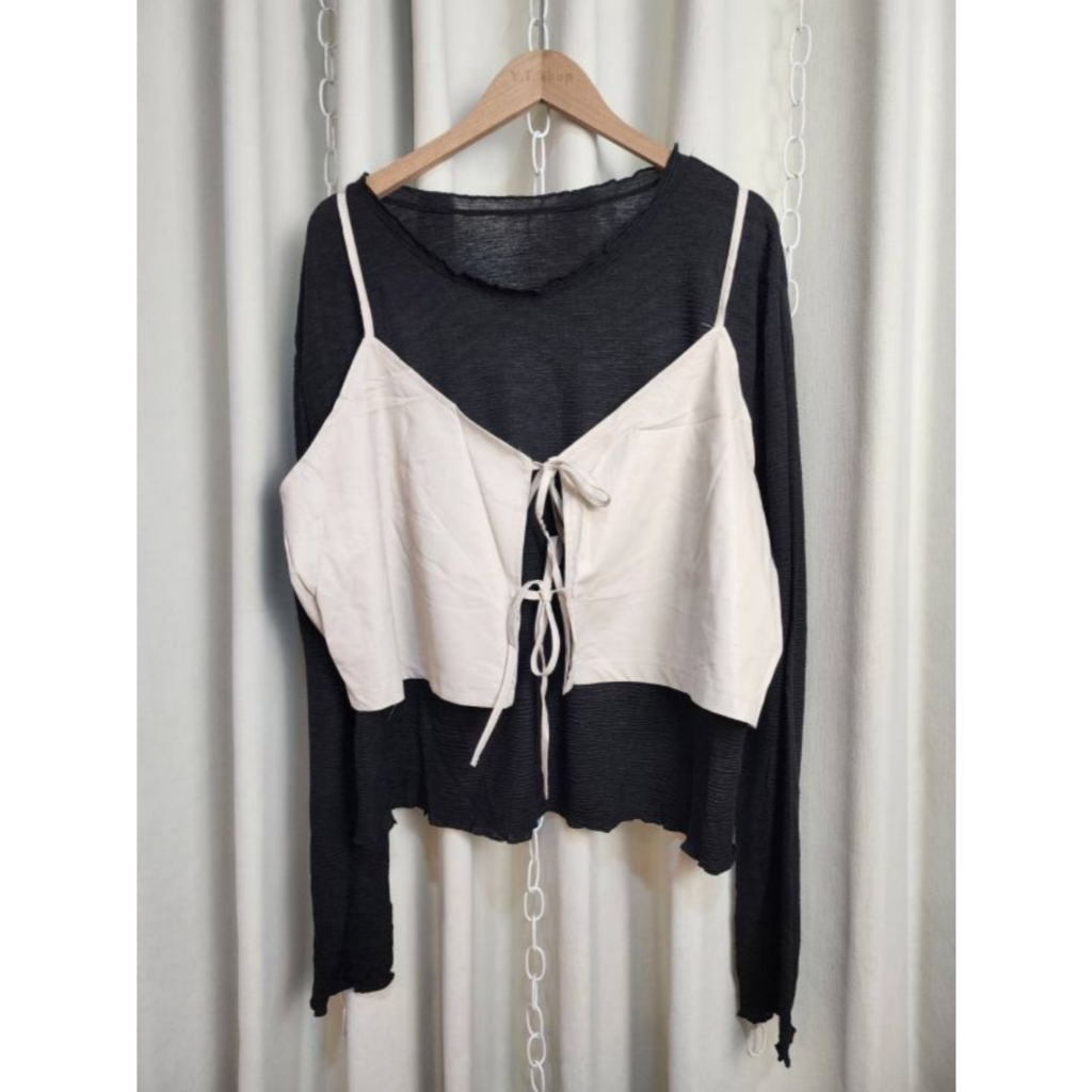 ﹝現貨﹞MUMUZI 皮吊帶兩件式上衣 中大尺碼 PF110761 | 蝦皮購物