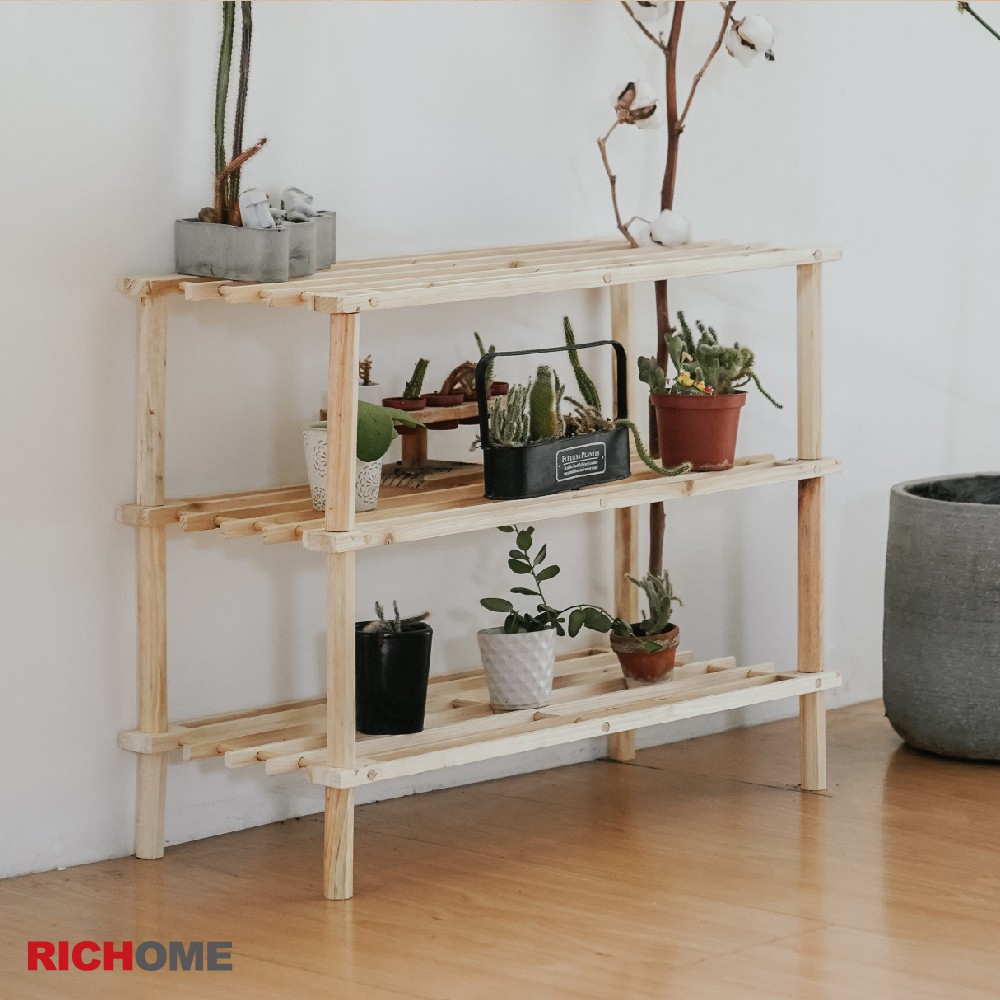 RICHOME 福利品 SC-229 永森松木三層架 書架 收納架 層架 置物櫃 展示 置物架 三層架 花架 鞋架 | 蝦皮購物