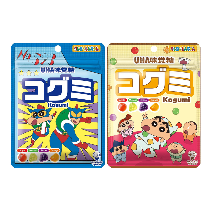 【疲老闆】日本 UHA 味覺糖 蠟筆小新 酷Q彌軟糖 水果味 包裝隨機 55g 包 | 蝦皮購物
