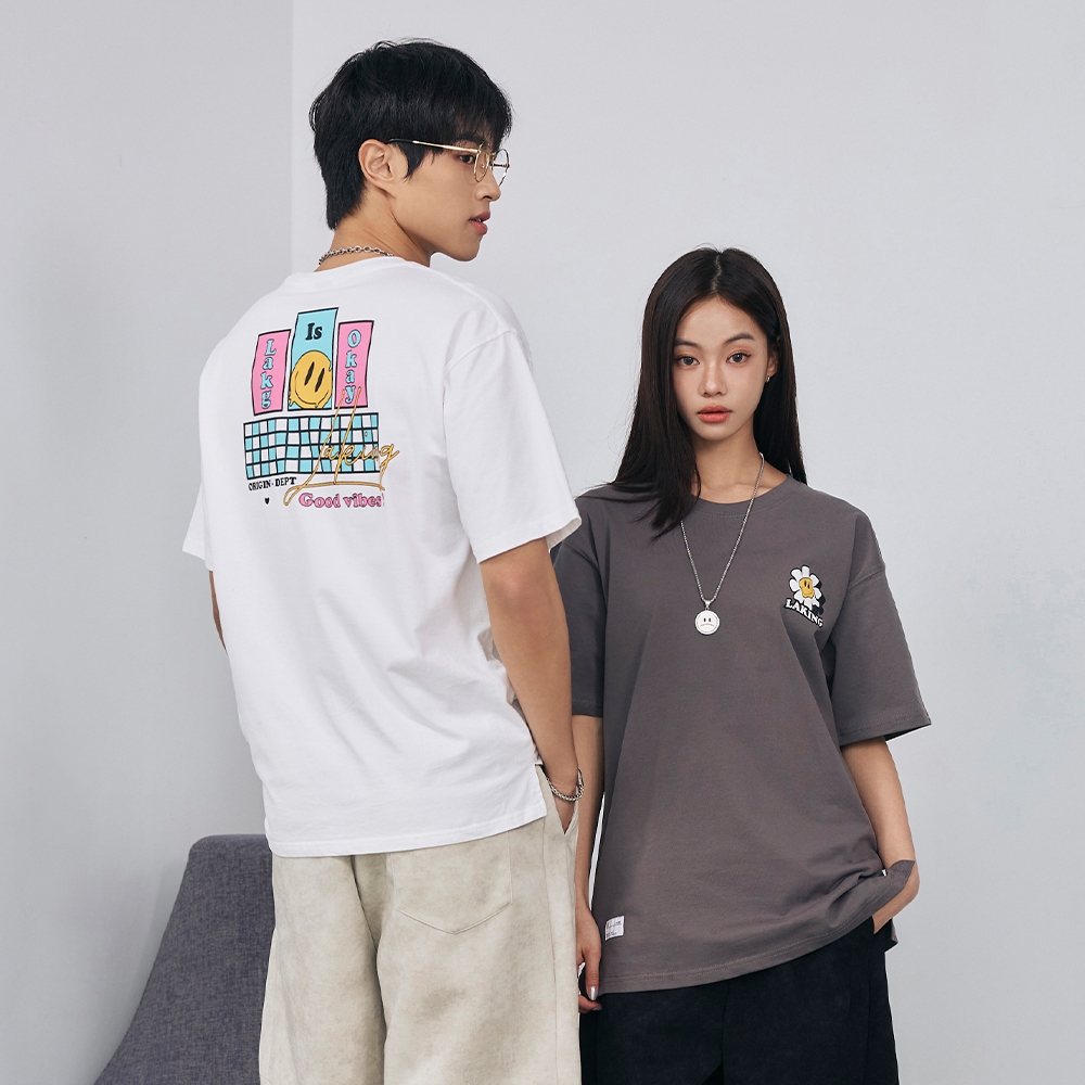 LAKING-潮流笑臉樂園背圖短T | 蝦皮購物