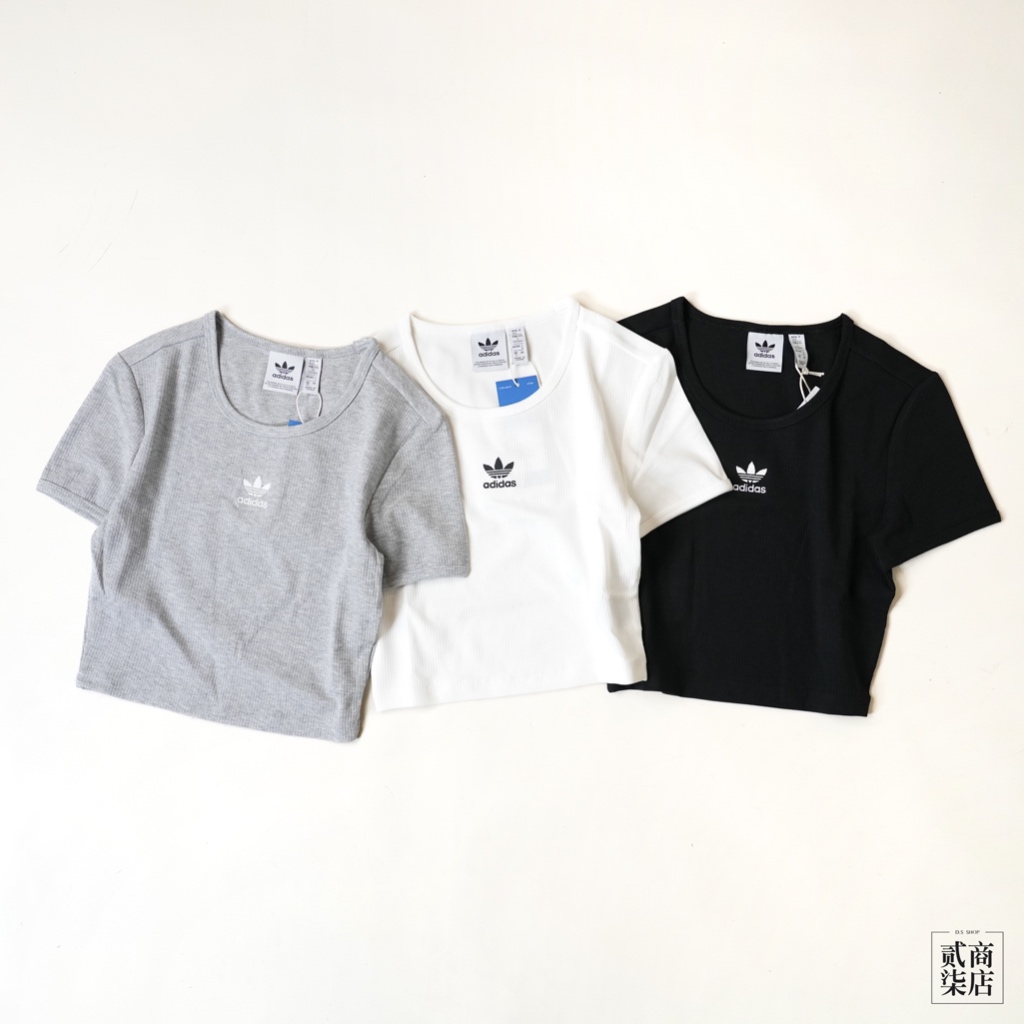 貳柒商店) ADIDAS RIB TEE 女款 三葉草 短版 短袖 刺繡 螺紋 JC9029 IY9664 JC9026 | 蝦皮購物