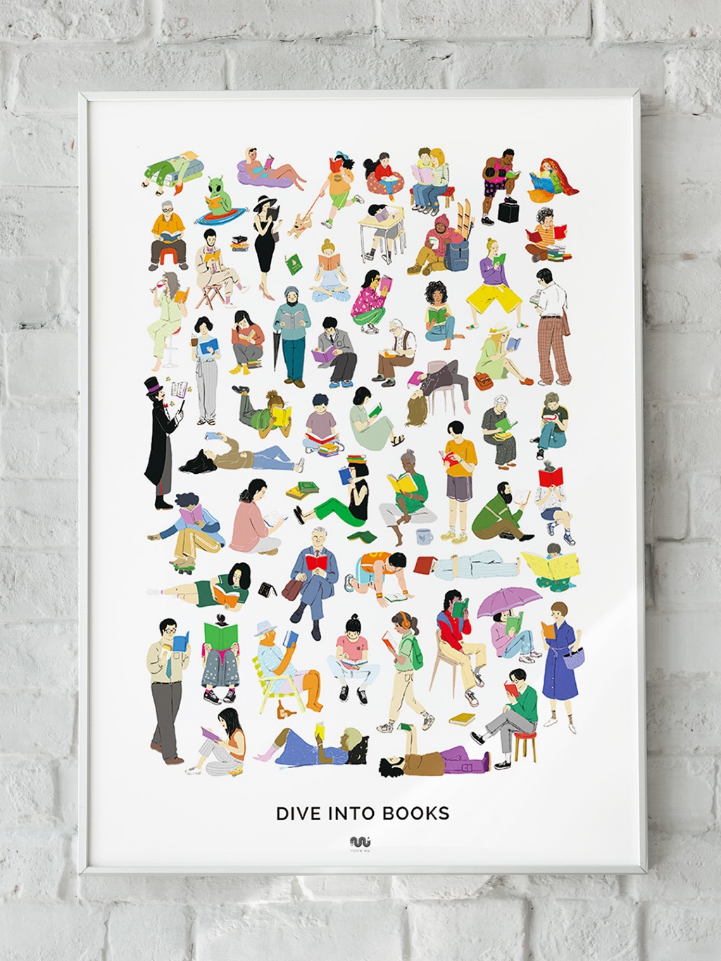 「Dive into Books 每日閱讀人」擁擠版-印刷插畫 | 蝦皮購物
