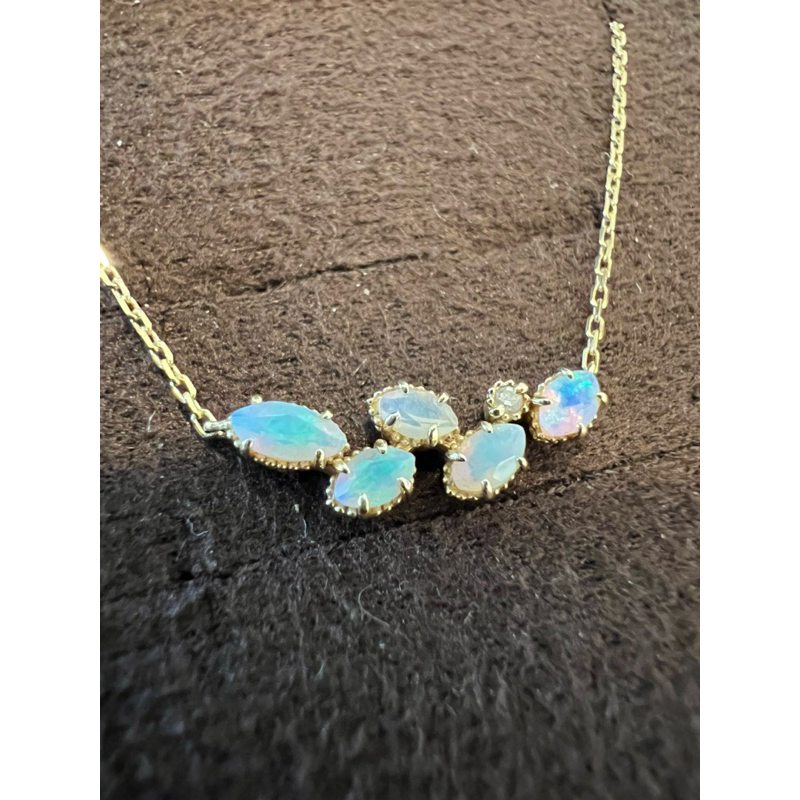 Agete 18k 14k 蛋白石 羽毛 樹葉 項鍊 鑽石 絕版品 特價 | 蝦皮購物