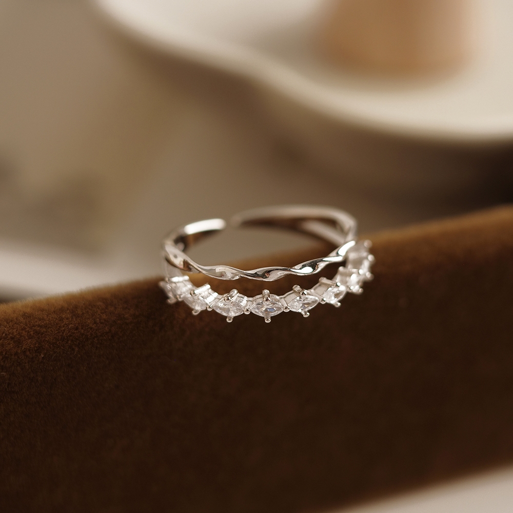 [全純銀.戒指]皓旋 雙層戒指 【UME】S925純銀戒指/可調戒圍戒指 | 蝦皮購物