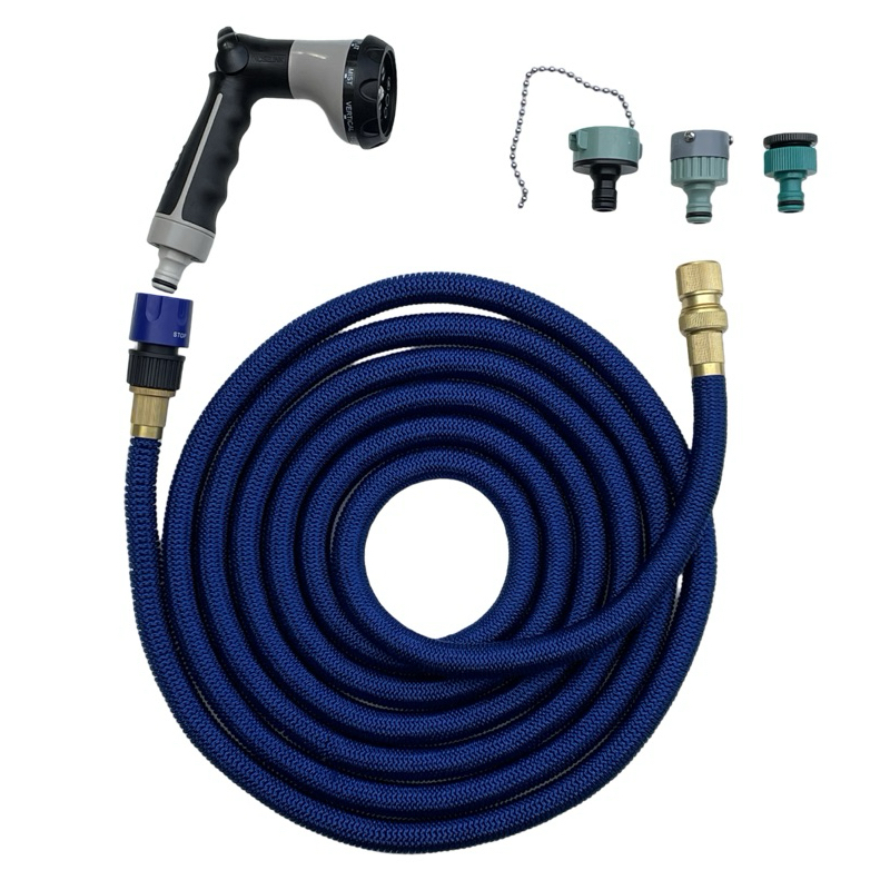 2.2M~7.5M伸縮水管含8段姆指控水槍及快速接頭（水壓3公斤以上才有明顯伸長效果） | 蝦皮購物