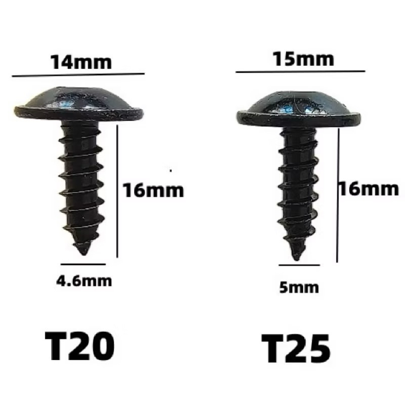 T20 T25黑色葉子板內襯擋泥板自攻絲螺絲 | 蝦皮購物