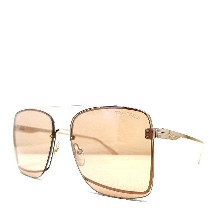 ⎝TOM FORD⎠原廠真品 文青古著 時尚個性 獨特金屬框 淡金色＋橙色鏡片 太陽眼鏡 TF655 28E | 蝦皮購物