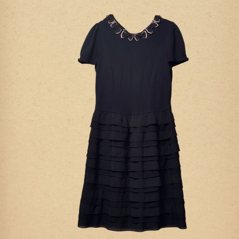 專櫃芃諭小香風蛋糕裙擺黑色連身洋裝 D0501【點點藏物】 | 蝦皮購物