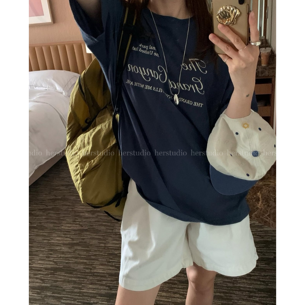 HERStudio韓國代購 草寫字母寬鬆T(4col) | 蝦皮購物