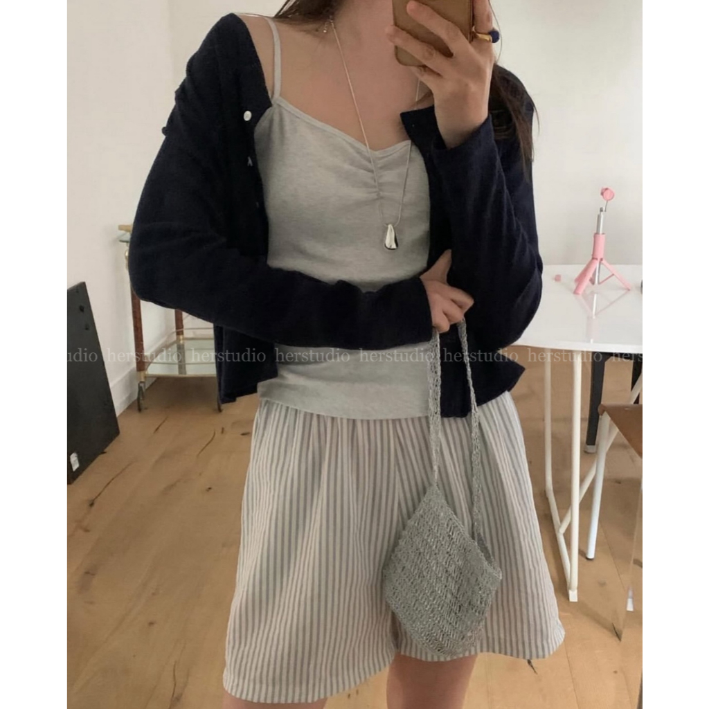 HERStudio韓國代購 胸抓褶細肩背心(4col) | 蝦皮購物