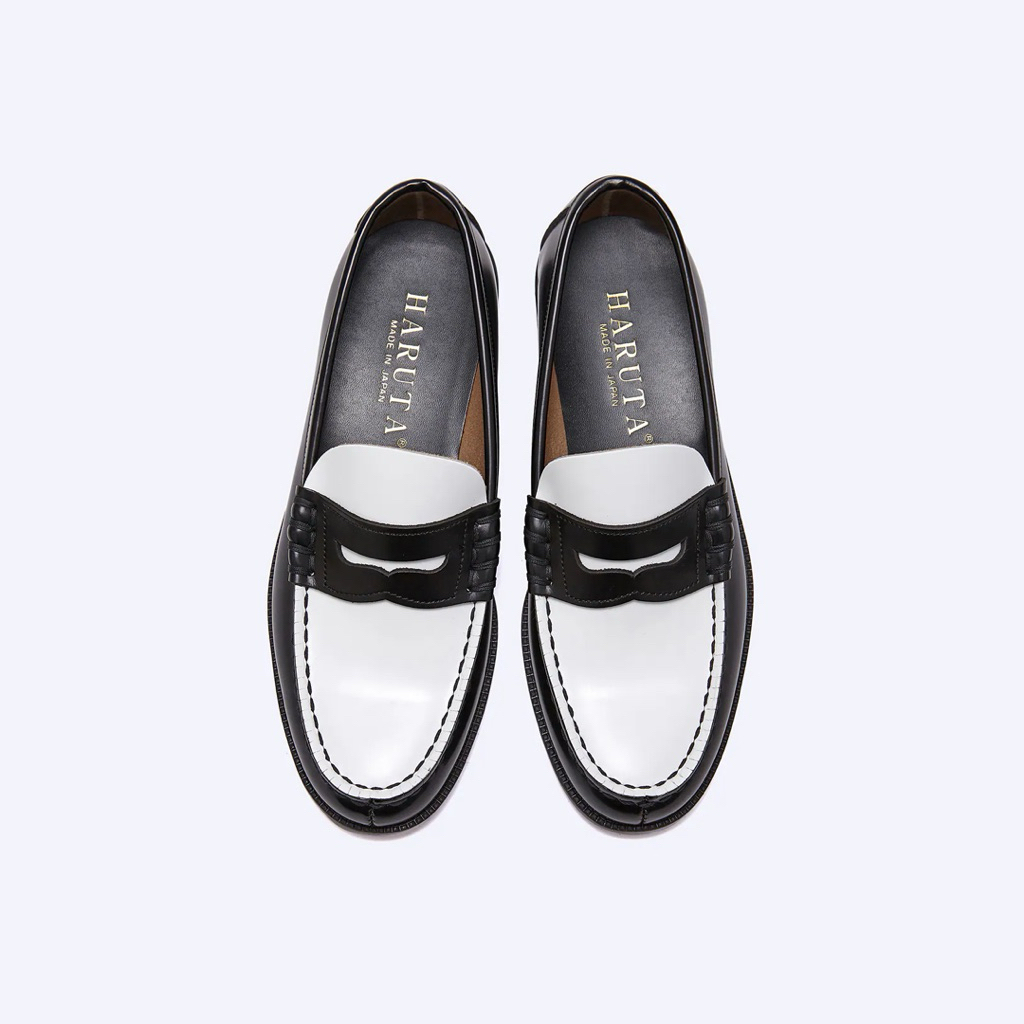 [二手衣物] Haruta Loafer black white 樂福鞋 906 真牛皮 日本製 黑白 | 蝦皮購物