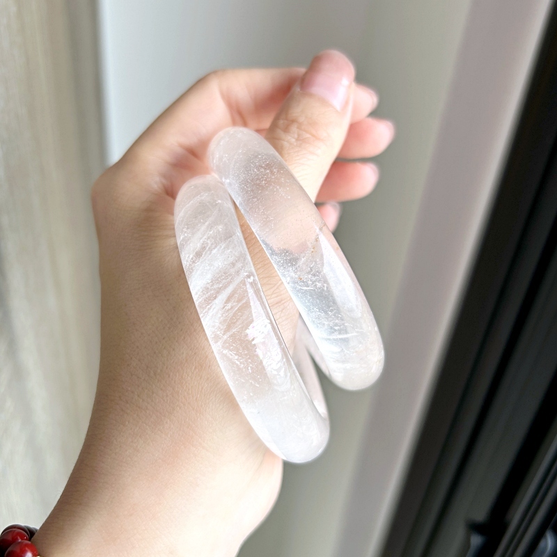 天然水晶礦石AA818白水晶冰透蘇打星光感手鐲正圈(56圈口)微瑕福利價 | 蝦皮購物
