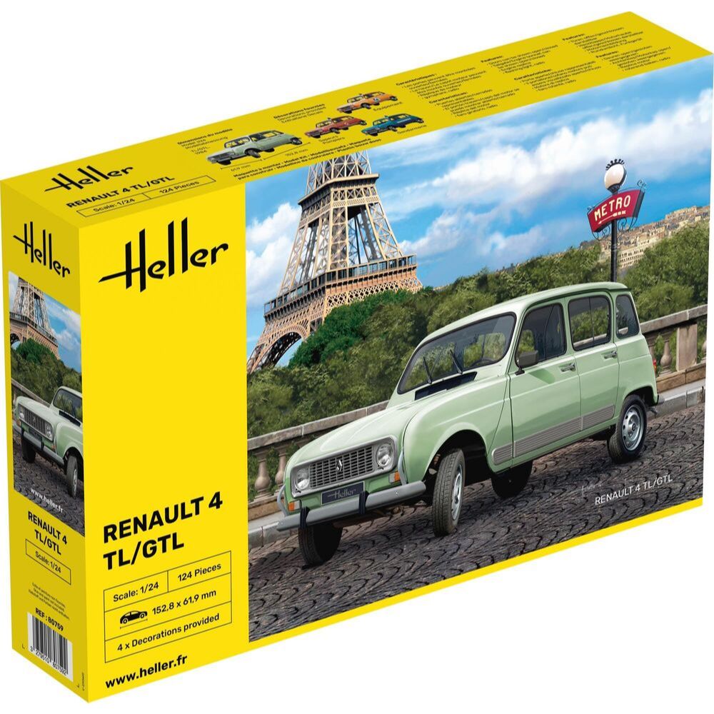 法國 Heller 1/24 雷諾Renault 4TL / 4GTL 經典小型掀背車（復刻）組裝模型 #80759 | 蝦皮購物