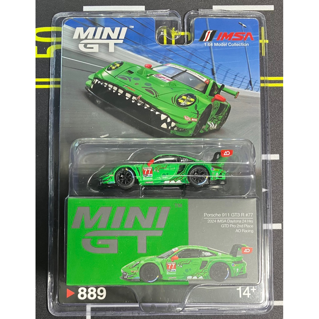 《玩具男子》Mini GT 889 PORSCHE 保時捷 911 GT3 R 80 2024 IMSA 綠恐龍 吊卡 | 蝦皮購物