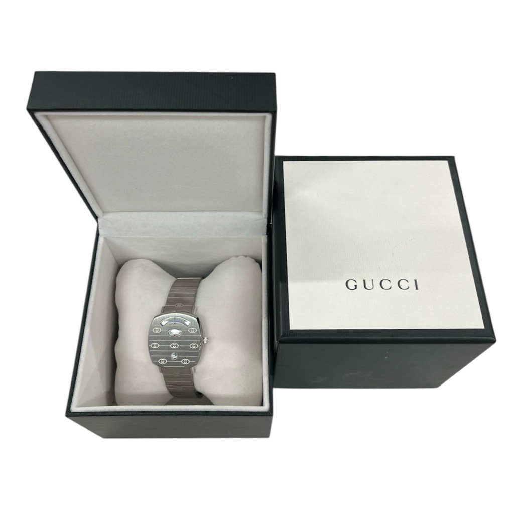 【桃園春日店】GUCCI GRIP YA157401 石英 不鏽鋼錶帶 附外盒 等級B | 蝦皮購物