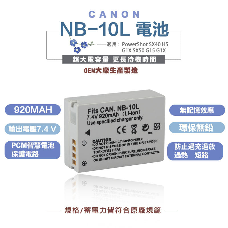 POWERCAT NB-10L for Canon PowerShot 高容量副廠電池(一年保固) | 蝦皮購物