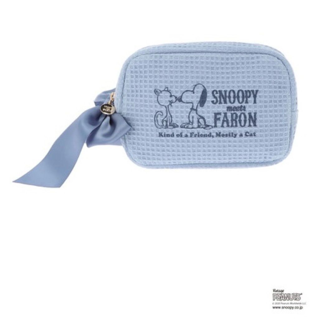 🇯🇵日本限定 Maison de FLEUR × SNOOPY meets FARON 聯名 化妝包 收納包 藍色緞帶款 | 蝦皮購物
