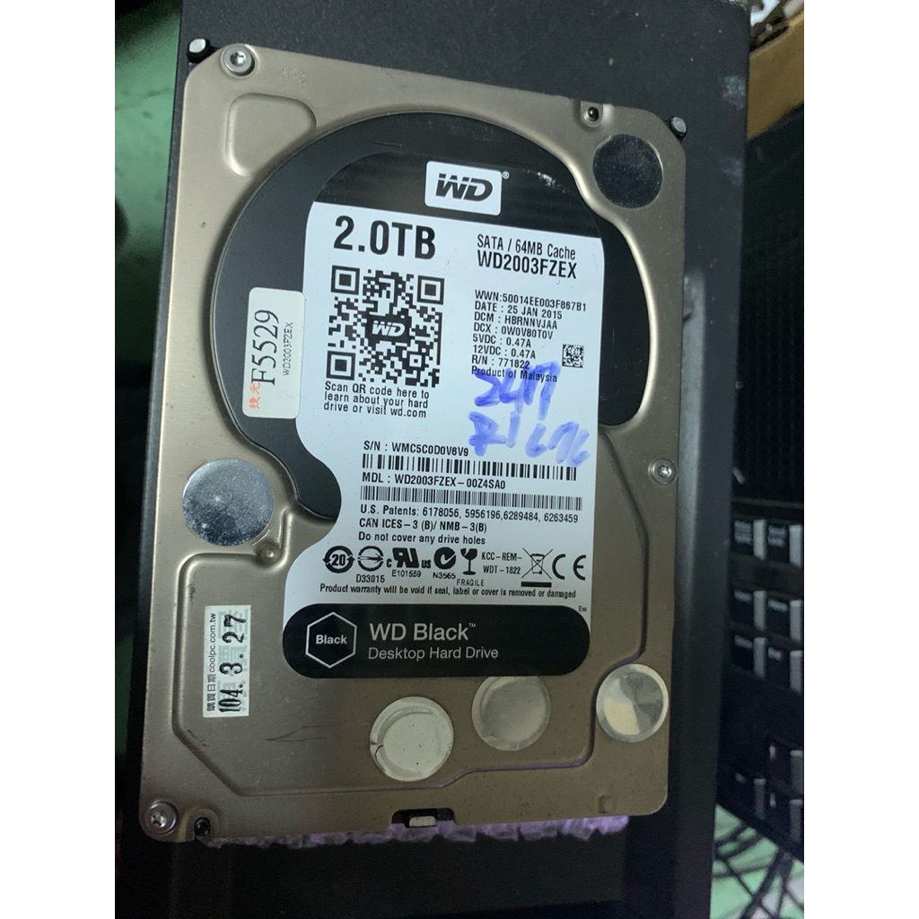 威騰 WD 2TB /64M 黑標企業碟 WD2003FZEX | 蝦皮購物