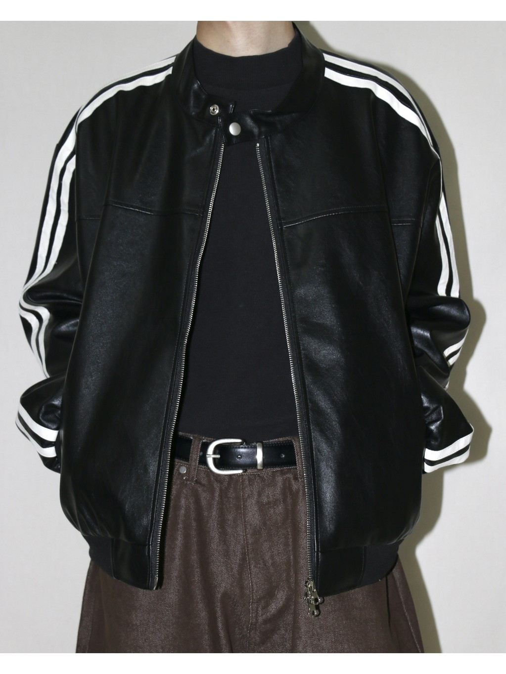 Nix | 🇰🇷 側線條賽車皮外套 | 蝦皮購物