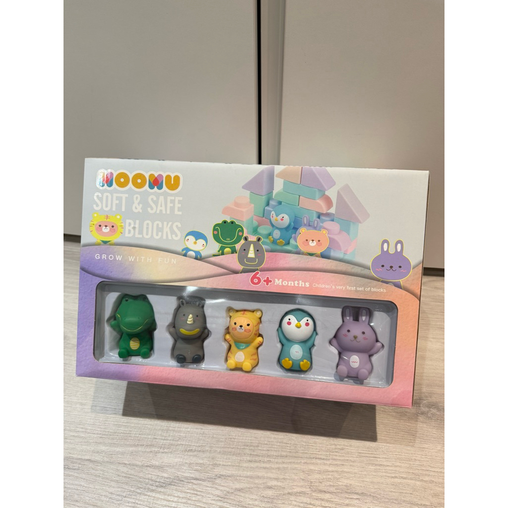 MOOMU 馬卡龍香草軟積木72pcs/組+動物造型手指積木公仔5入 | 蝦皮購物