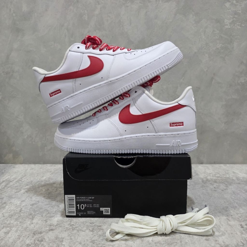 [全新無襯紙] US10.5 Nike Air Force 1 x Supreme 白紅 上海限定 CU9225-101 | 蝦皮購物