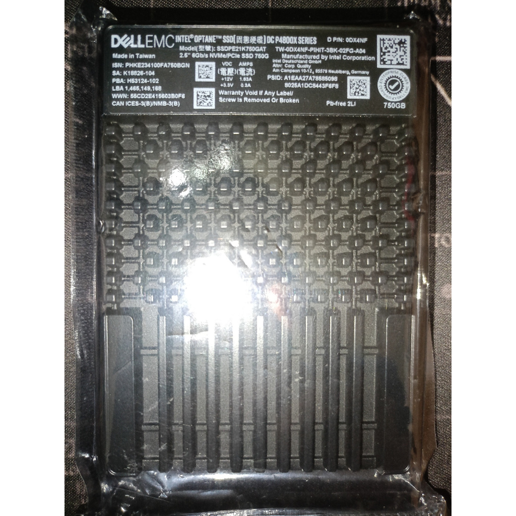 全新 未拆 Intel 企業級 Optane P4800X 2.5吋 U.2 750GB SSD | 蝦皮購物