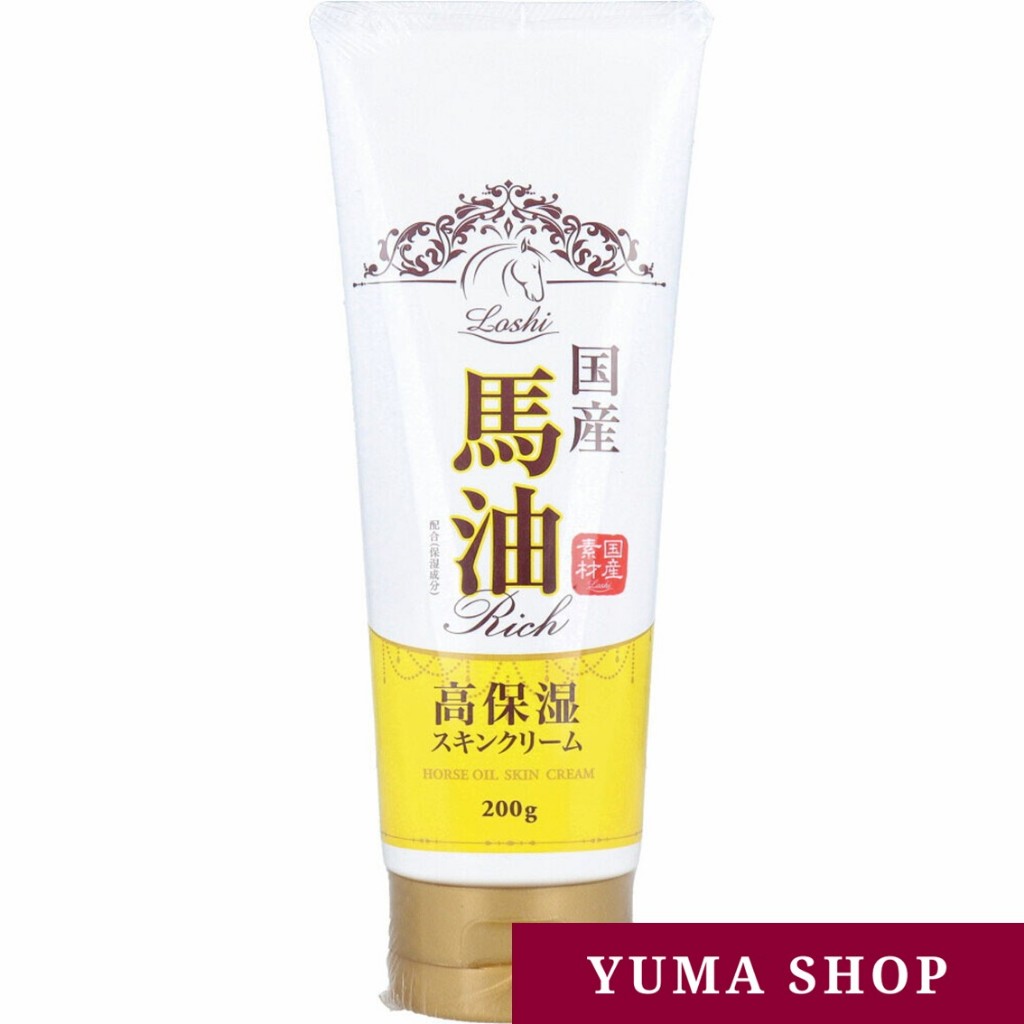 日本 Loshi 馬油高保濕潤膚霜 200g【金裝升級版】櫻花香 北海道馬油+胎盤素 菸鹼醯胺 身體乳 全家適 | 蝦皮購物