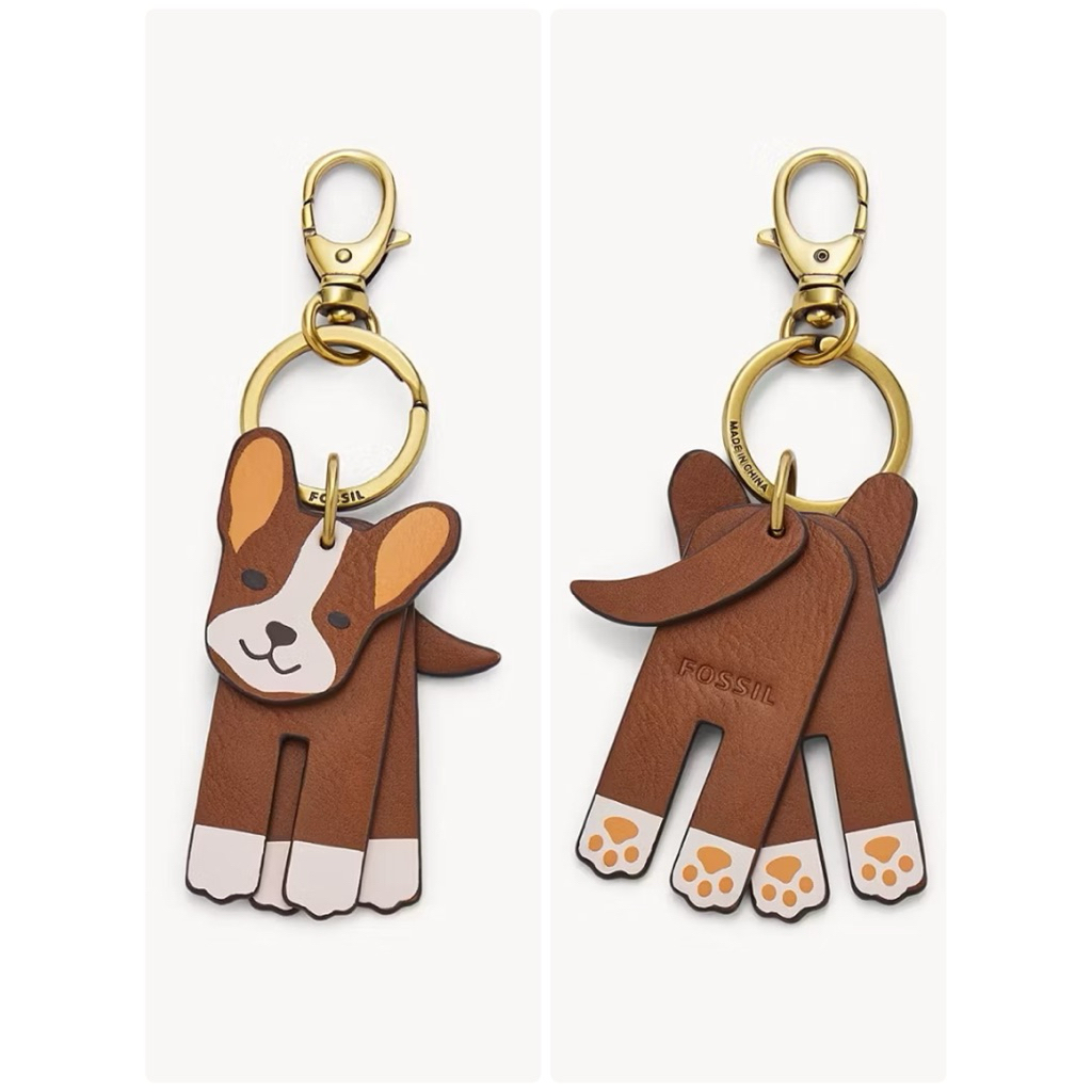現貨1全新FOSSIL Sofia Animal Keyfob 皮革鑰匙圈 可愛狗狗款 | 蝦皮購物