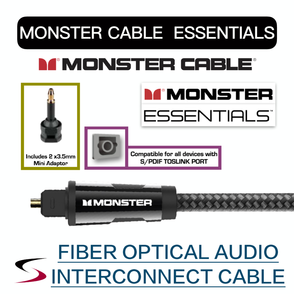 【原廠】MONSTER CABLE美國魔聲(怪獸) Essentials系列 TOSLINK 光纖音訊傳輸線（附發票） | 蝦皮購物