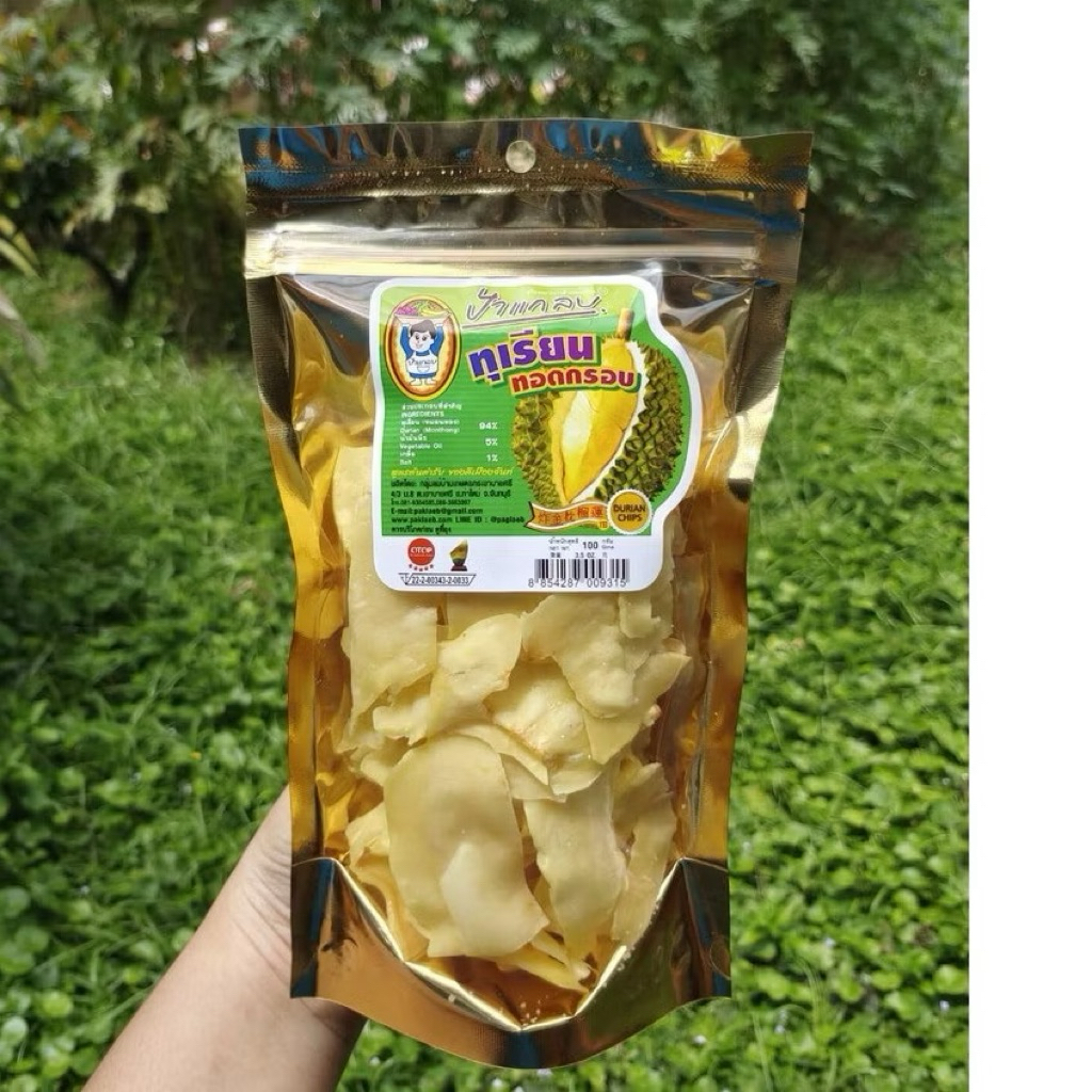 現貨｜泰國直購榴槤大片AAA🇹🇭水果乾洋芋片Durian chips100克ทุเรียนทอด ตราป้าแกลบ | 蝦皮購物