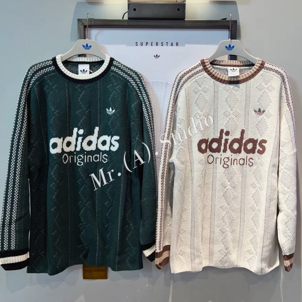 Mr.A😈A先生 Adidas Originals 男女款 字母 條紋 針織衫 毛衣 長袖 KS5956 KS5957 | 蝦皮購物