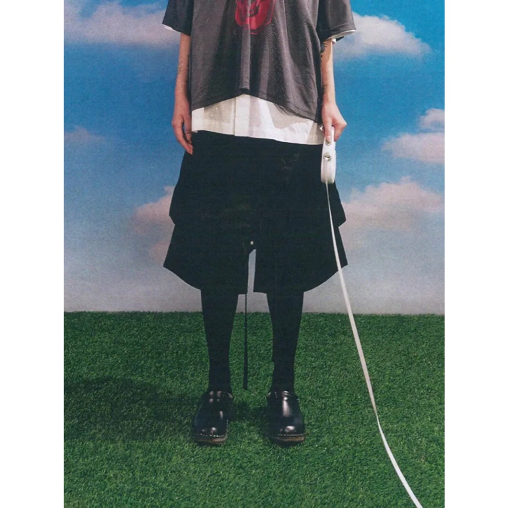 『Definite』Enclave｜Twill Loose-Fit “Drop-Trou” Shorts (Black) | 蝦皮購物