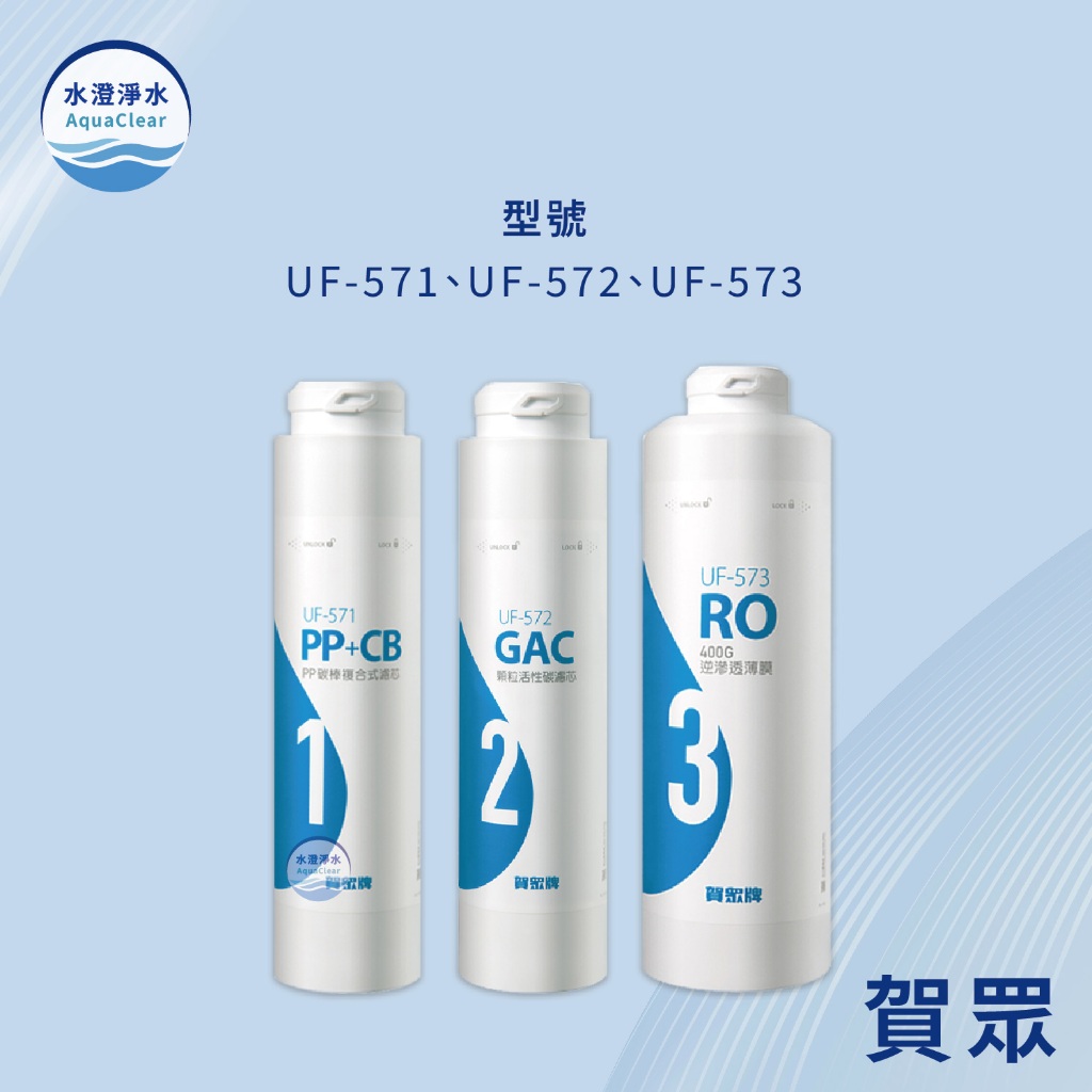 賀眾牌 UF571 UF572 UF573 濾心 PP+活性碳 後置顆粒活性碳 400G逆滲透薄膜 | 蝦皮購物