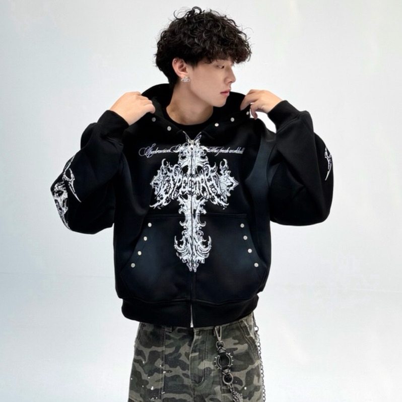 [idy.select]現貨 24H出貨 十字 卯釘 連帽外套 | 蝦皮購物